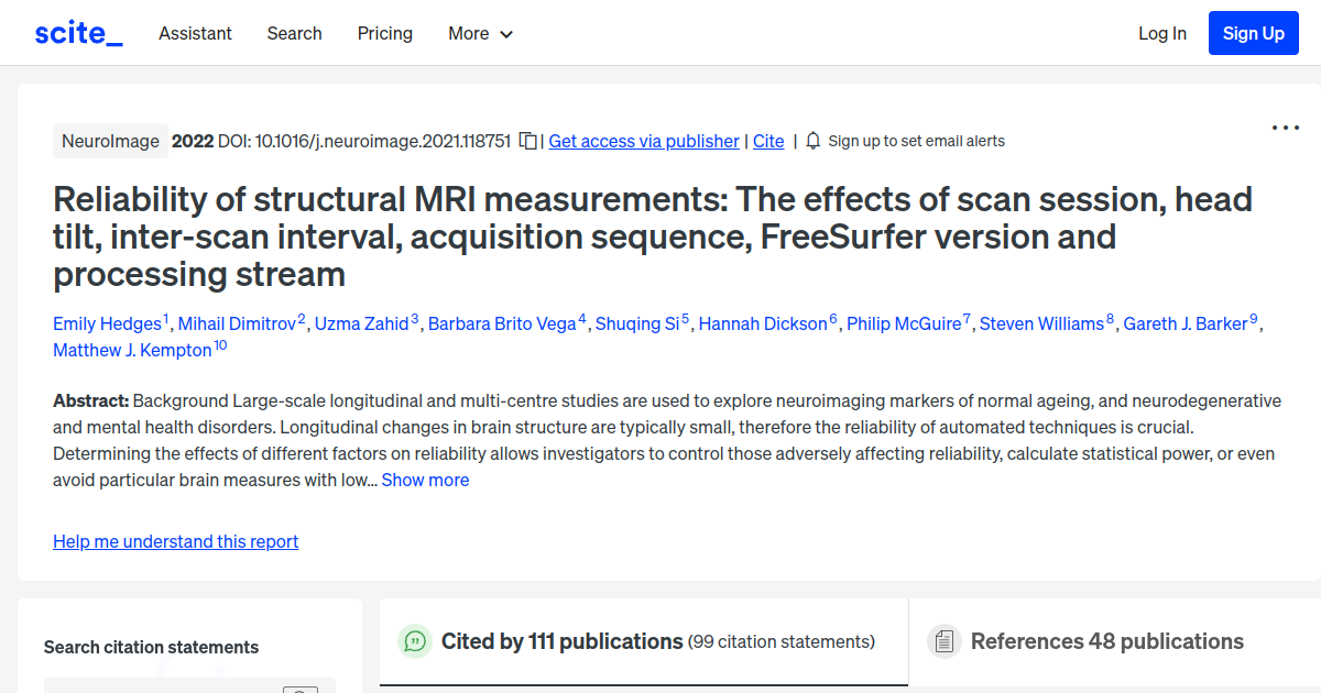 Reliability of structural MRI measurements: The effects of scan session ...