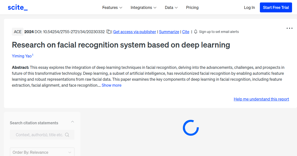 Research on facial recognition system based on deep learning