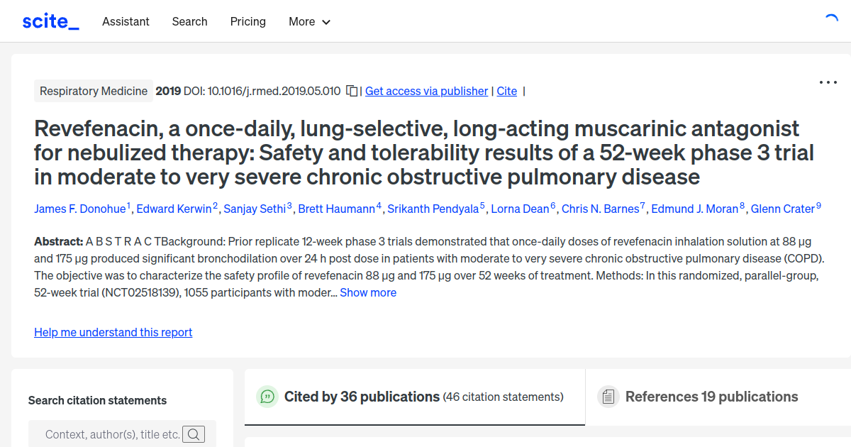 Revefenacin, a once-daily, lung-selective, long-acting muscarinic ...
