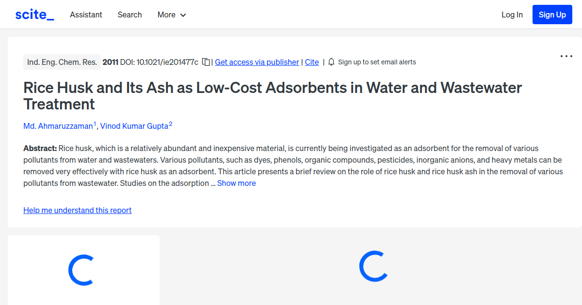 Rice Husk and Its Ash as Low-Cost Adsorbents in Water and Wastewater ...