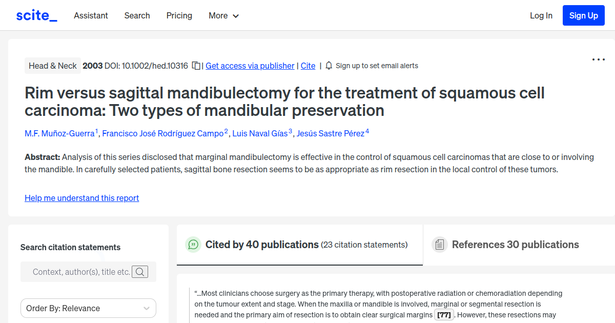 Rim versus sagittal mandibulectomy for the treatment of squamous cell ...