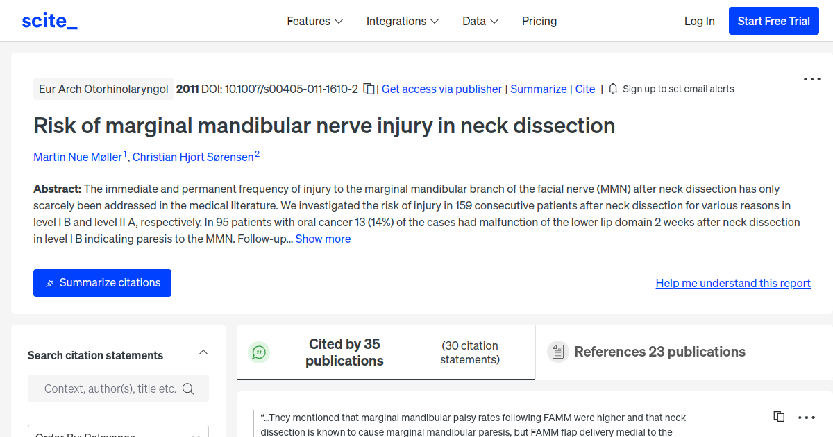 Risk of marginal mandibular nerve injury in neck dissection