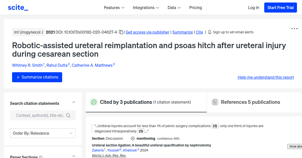 Robotic-assisted ureteral reimplantation and psoas hitch after ureteral ...