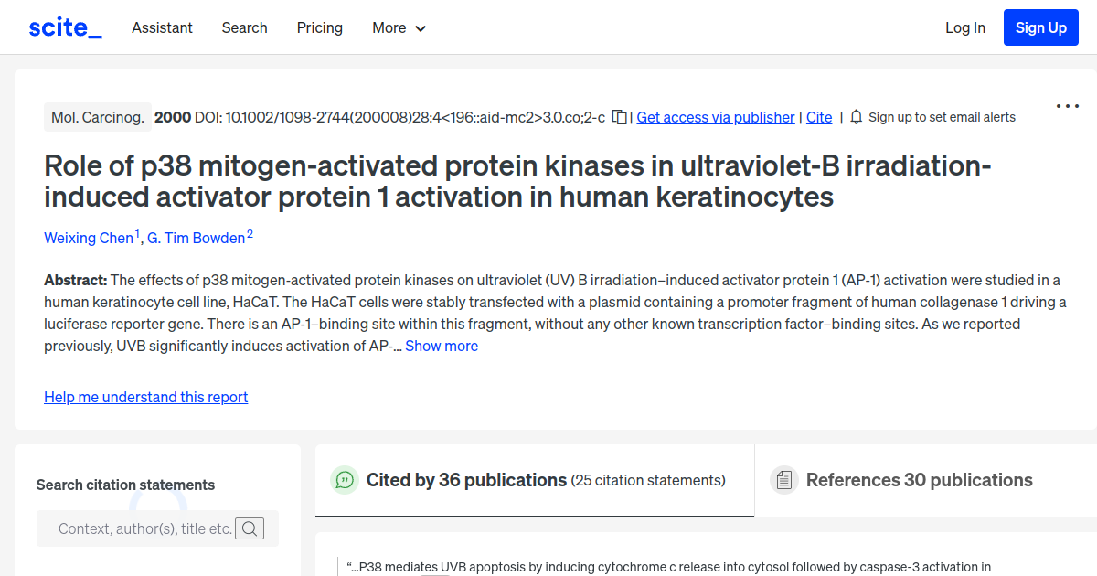 Role of p38 mitogen-activated protein kinases in ultraviolet-B ...
