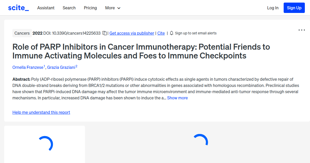 Role of PARP Inhibitors in Cancer Immunotherapy: Potential Friends to ...