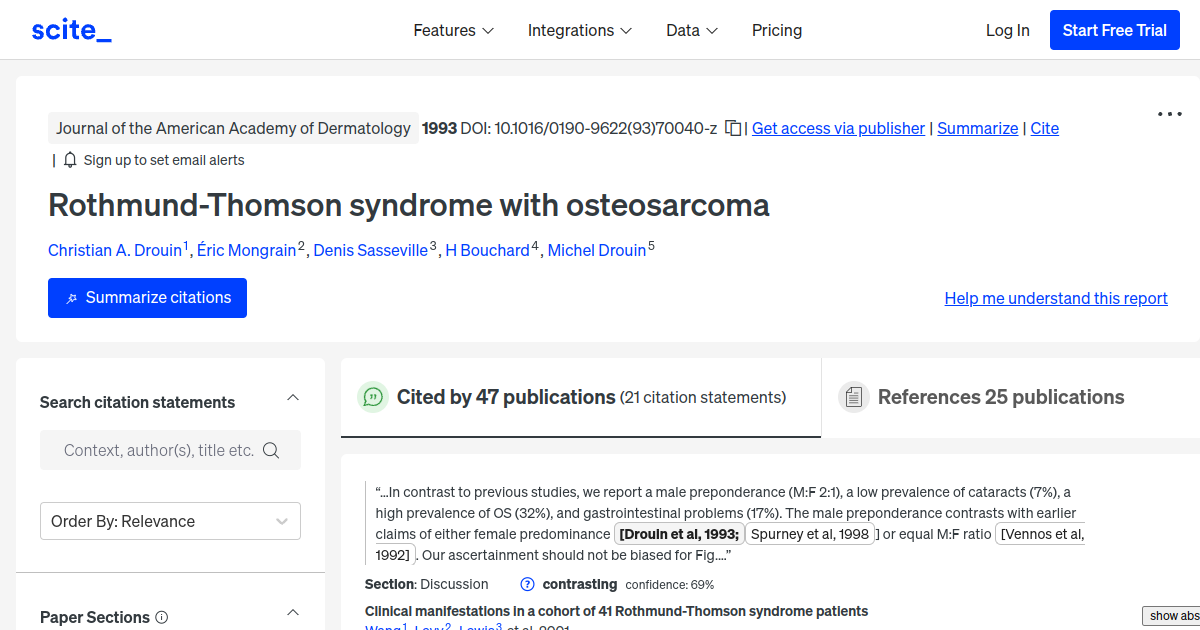 Rothmund-Thomson syndrome with osteosarcoma - [scite report]