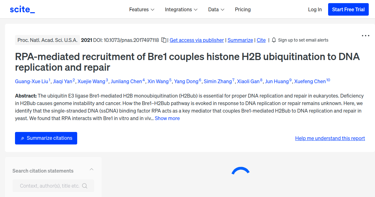 RPA-mediated recruitment of Bre1 couples histone H2B ubiquitination to ...