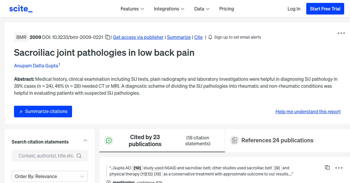 Sacroiliac joint pathologies in low back pain