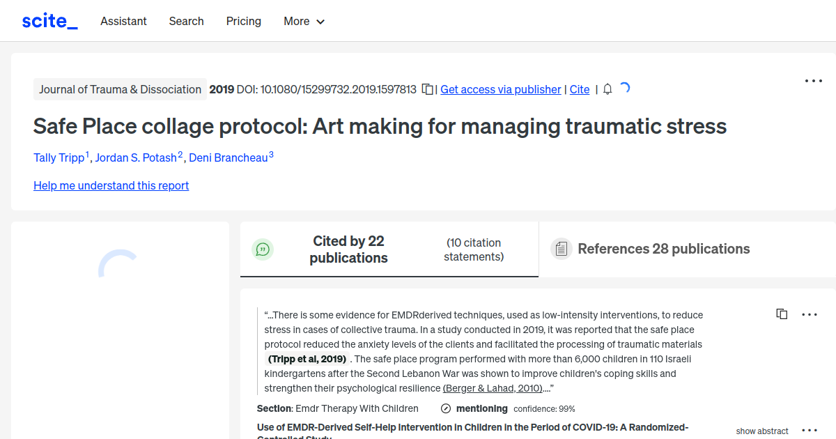 Safe Place collage protocol: Art making for managing traumatic stress ...