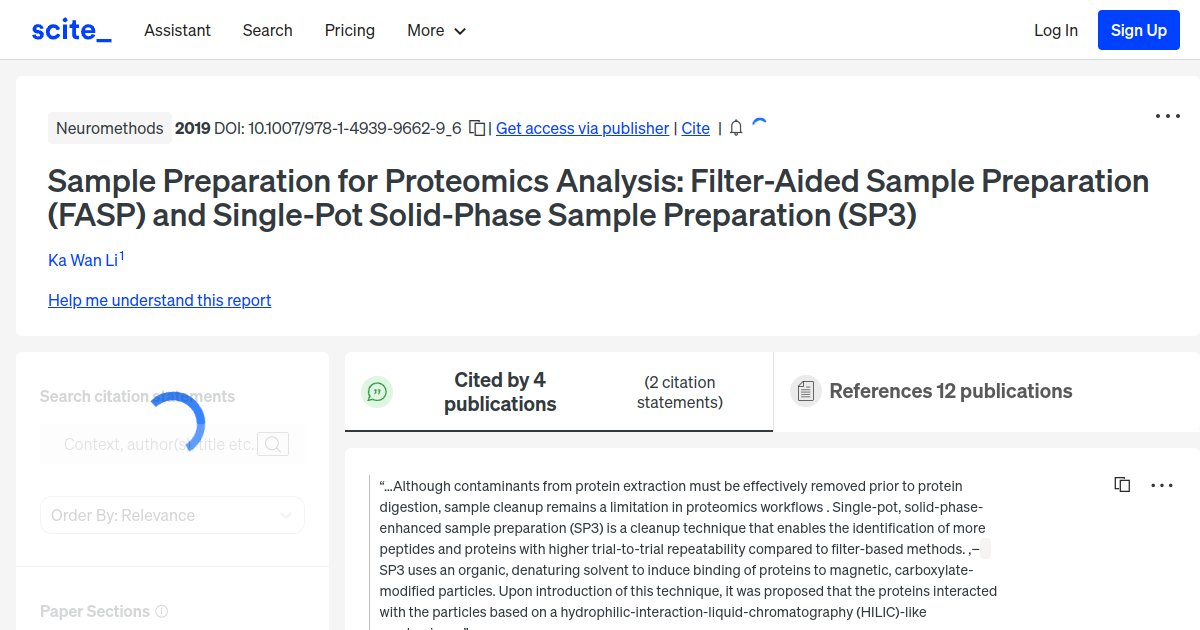 Sample Preparation for Proteomics Analysis: Filter-Aided Sample ...