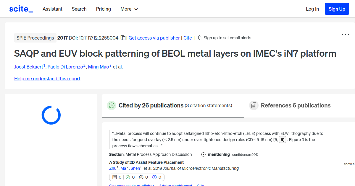 SAQP and EUV block patterning of BEOL metal layers on IMEC's iN7 ...