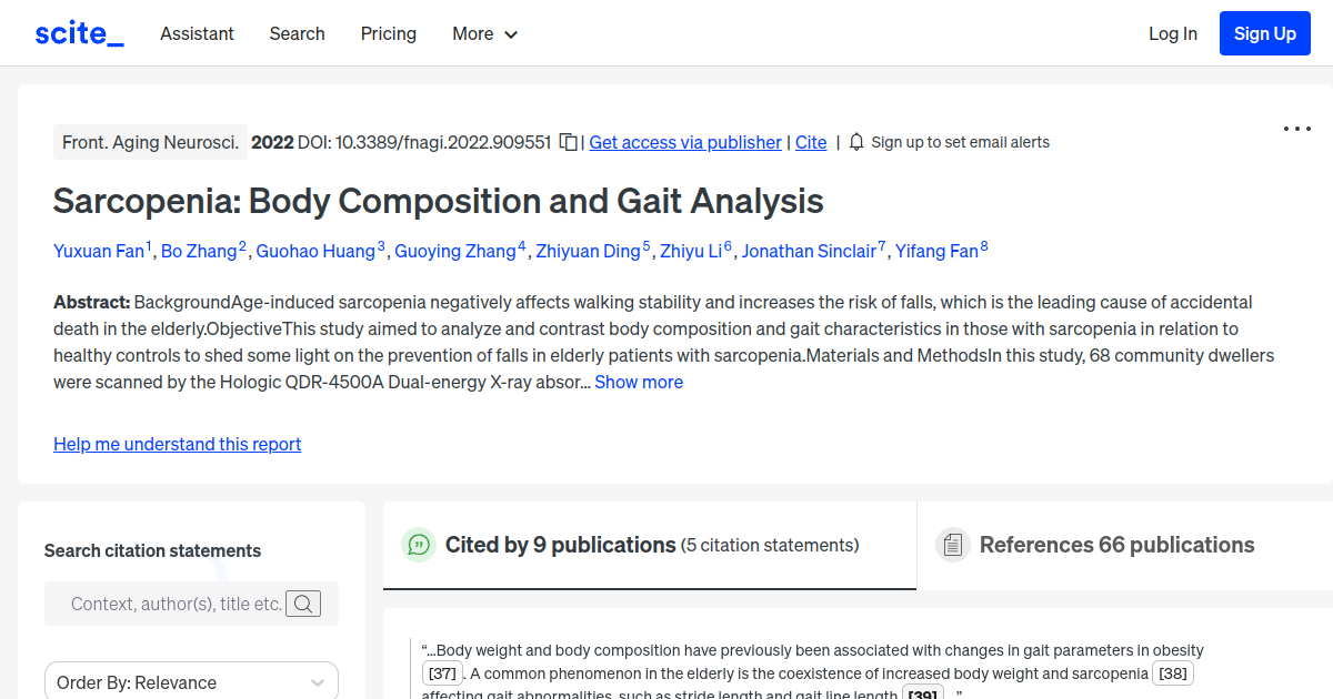 Sarcopenia: Body Composition and Gait Analysis - [scite report]