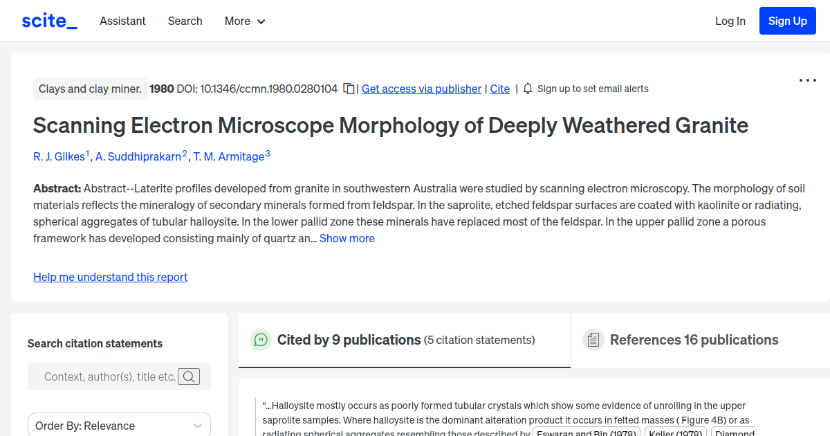 Scanning Electron Microscope Morphology of Deeply Weathered Granite ...