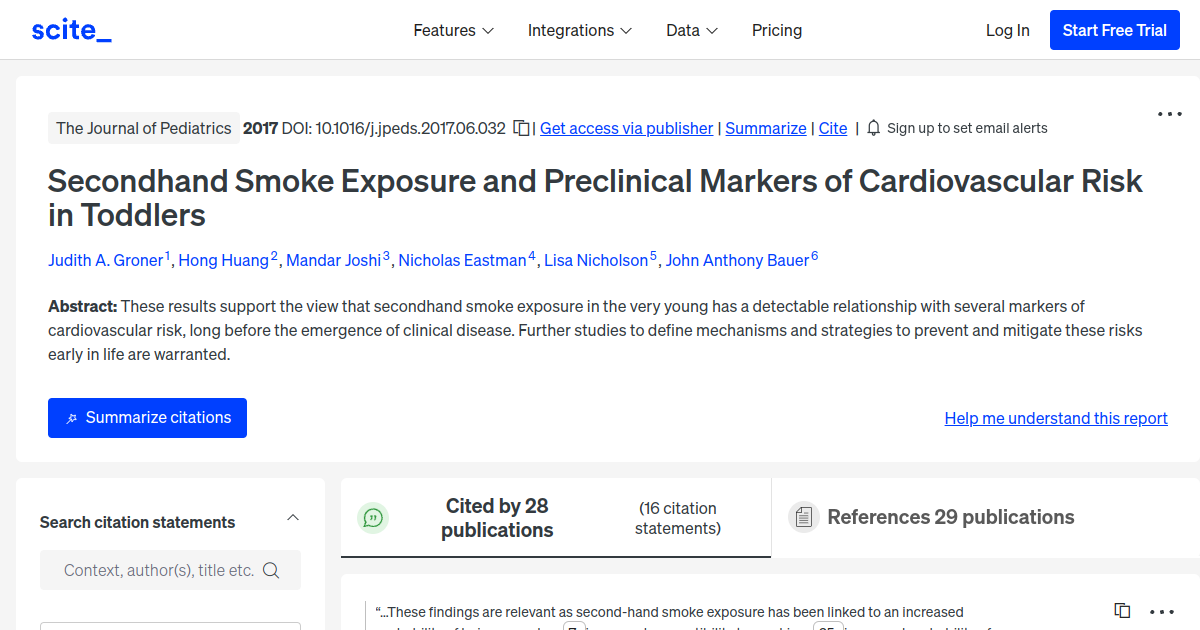 Secondhand Smoke Exposure and Preclinical Markers of Cardiovascular ...
