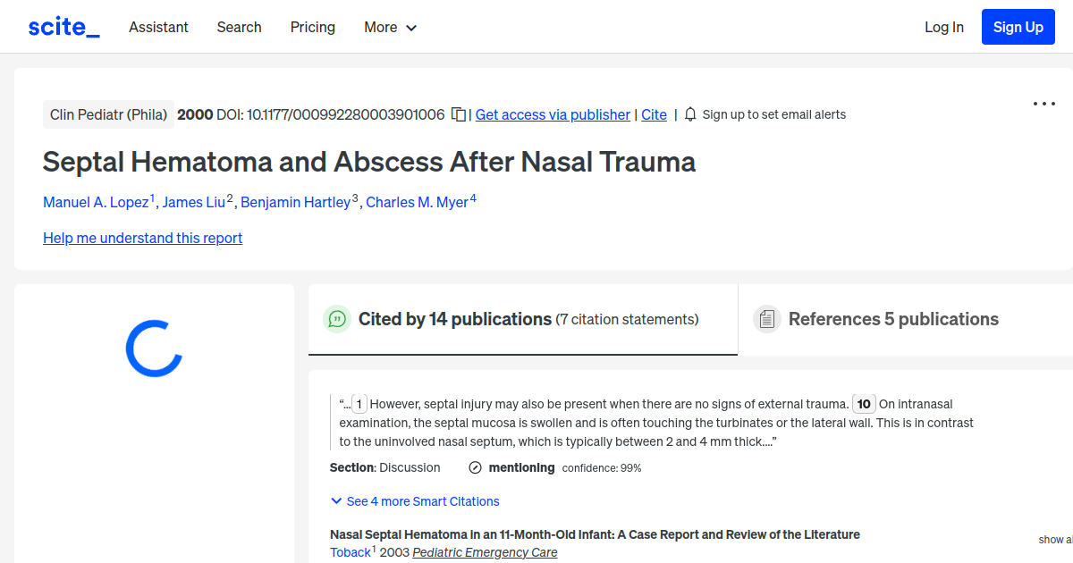 Septal Hematoma and Abscess After Nasal Trauma - [scite report]