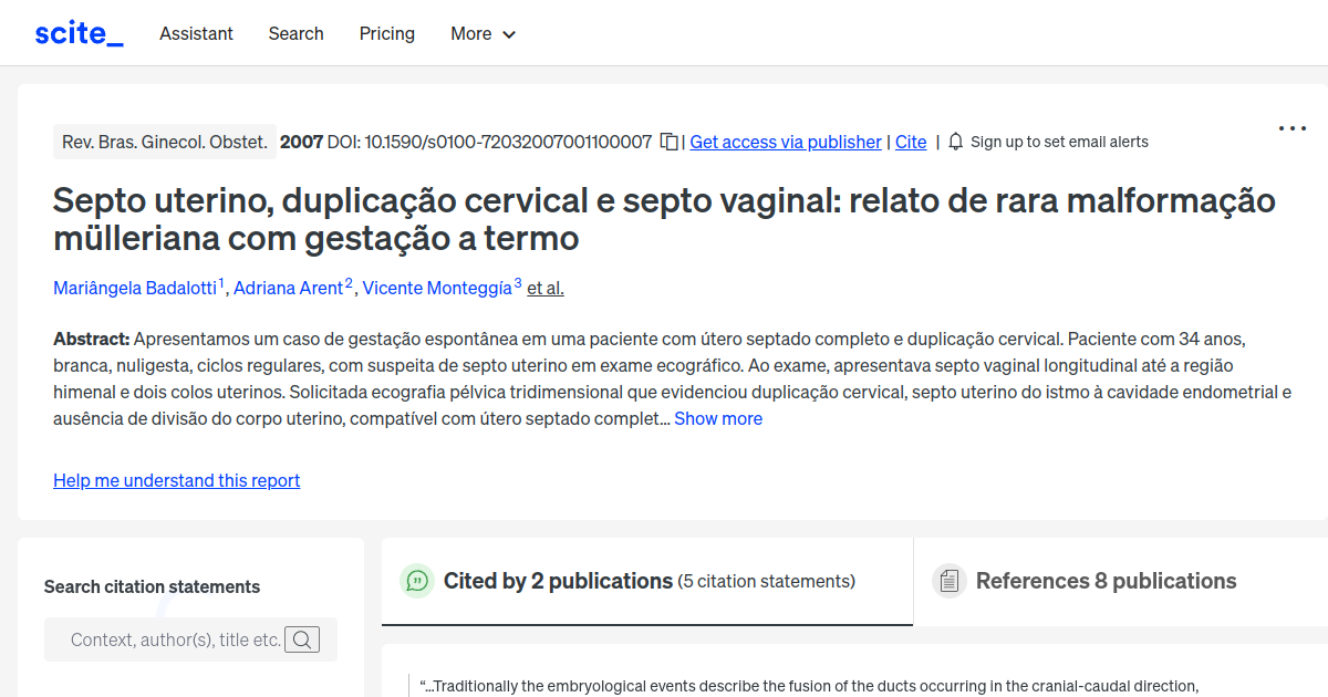 Septo uterino, duplicação cervical e septo vaginal: relato de rara ...