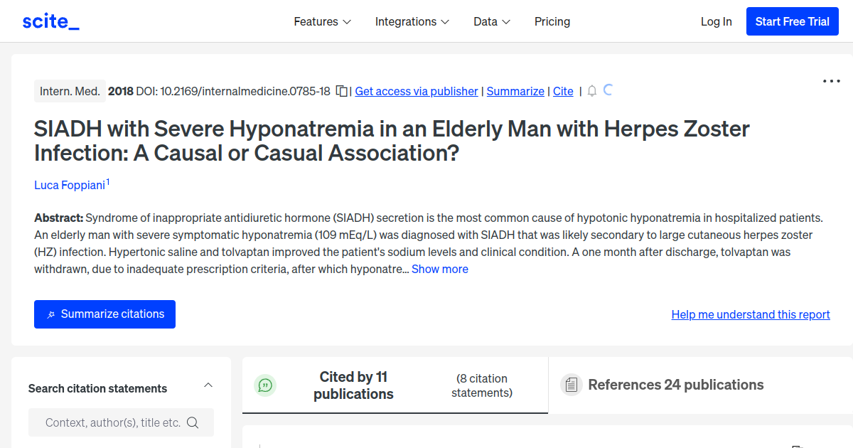 SIADH with Severe Hyponatremia in an Elderly Man with Herpes Zoster ...