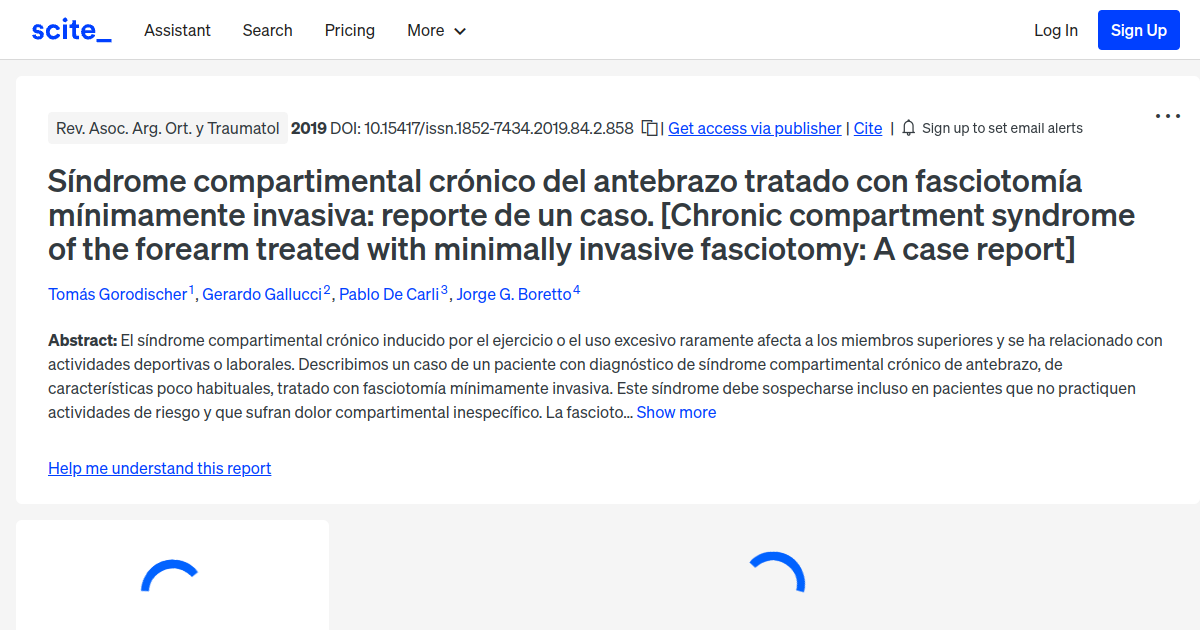 Síndrome compartimental crónico del antebrazo tratado con fasciotomía ...