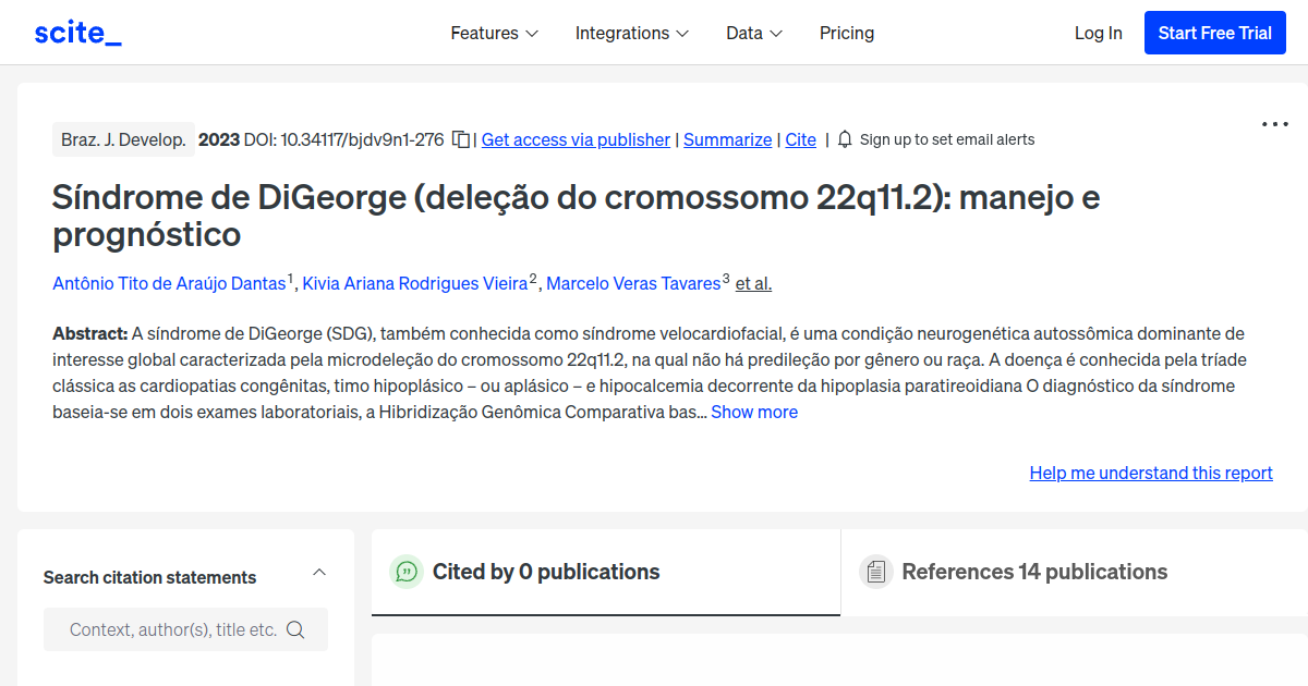 Síndrome de DiGeorge (deleção do cromossomo 22q11.2): manejo e ...