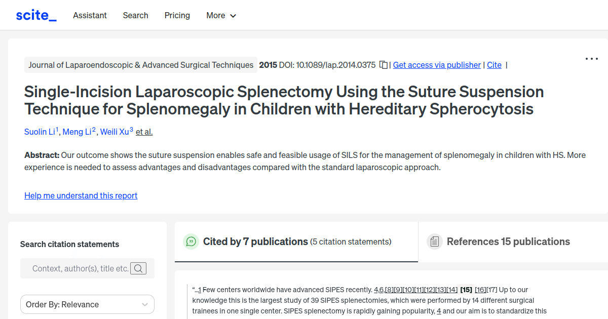 Single-Incision Laparoscopic Splenectomy Using the Suture Suspension ...