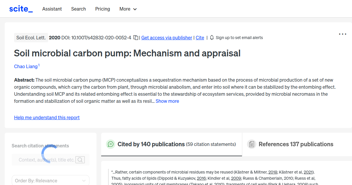 Soil microbial carbon pump: Mechanism and appraisal - [scite report]
