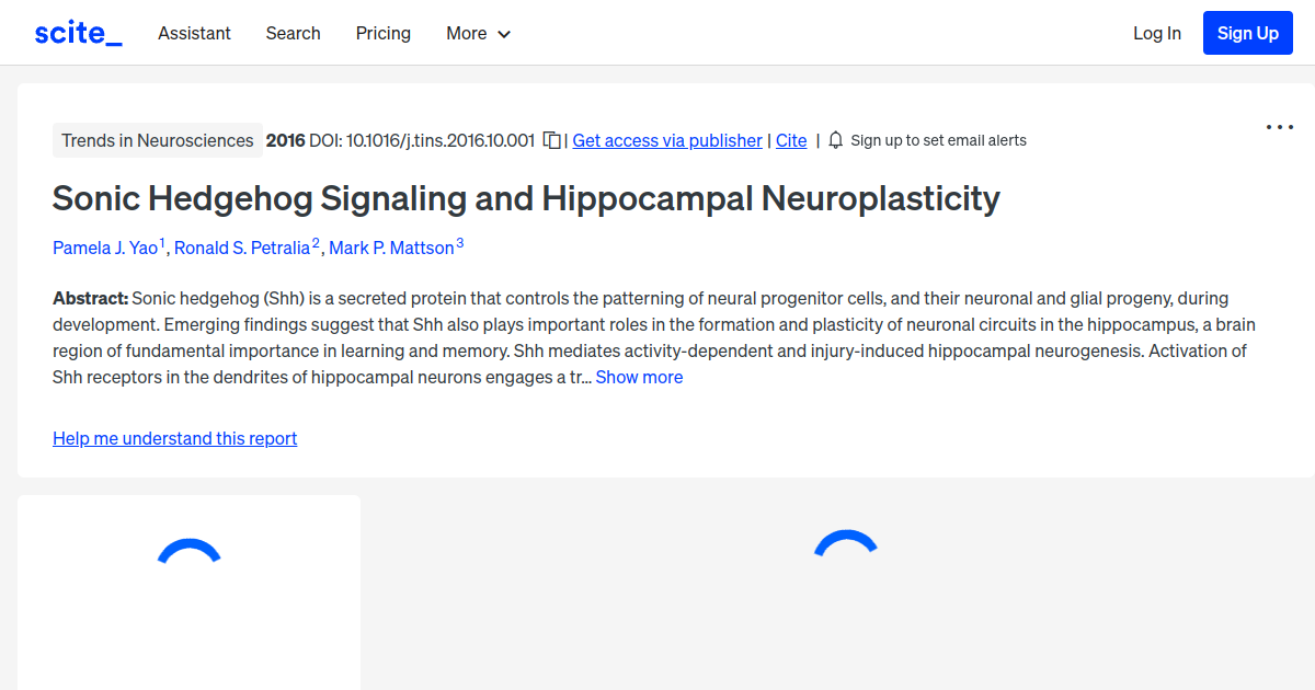 Sonic Hedgehog Signaling and Hippocampal Neuroplasticity - [scite report]