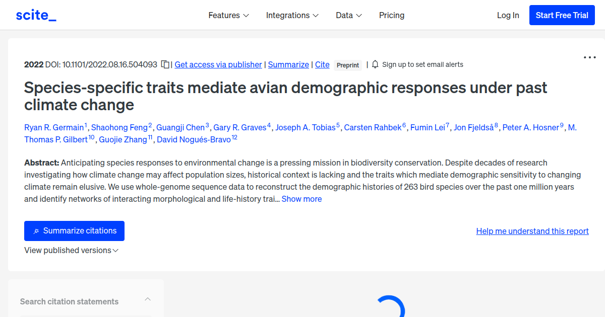 Species-specific traits mediate avian demographic responses under past ...