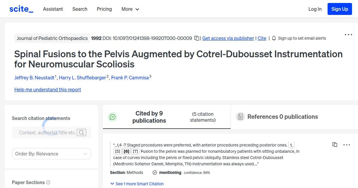Spinal Fusions to the Pelvis Augmented by Cotrel-Dubousset ...