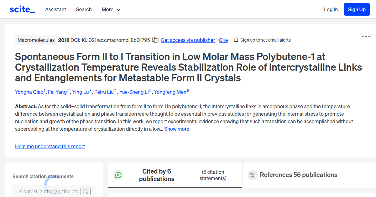 Spontaneous Form II to I Transition in Low Molar Mass Polybutene-1 at ...