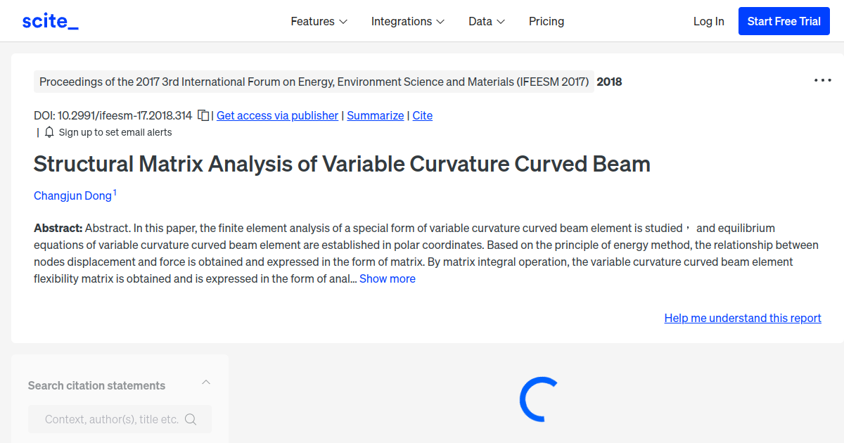 Structural Matrix Analysis of Variable Curvature Curved Beam