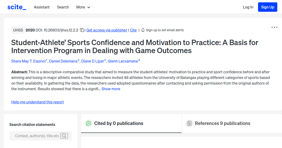 Student-Athlete’ Sports Confidence and Motivation to Practice: A Basis ...