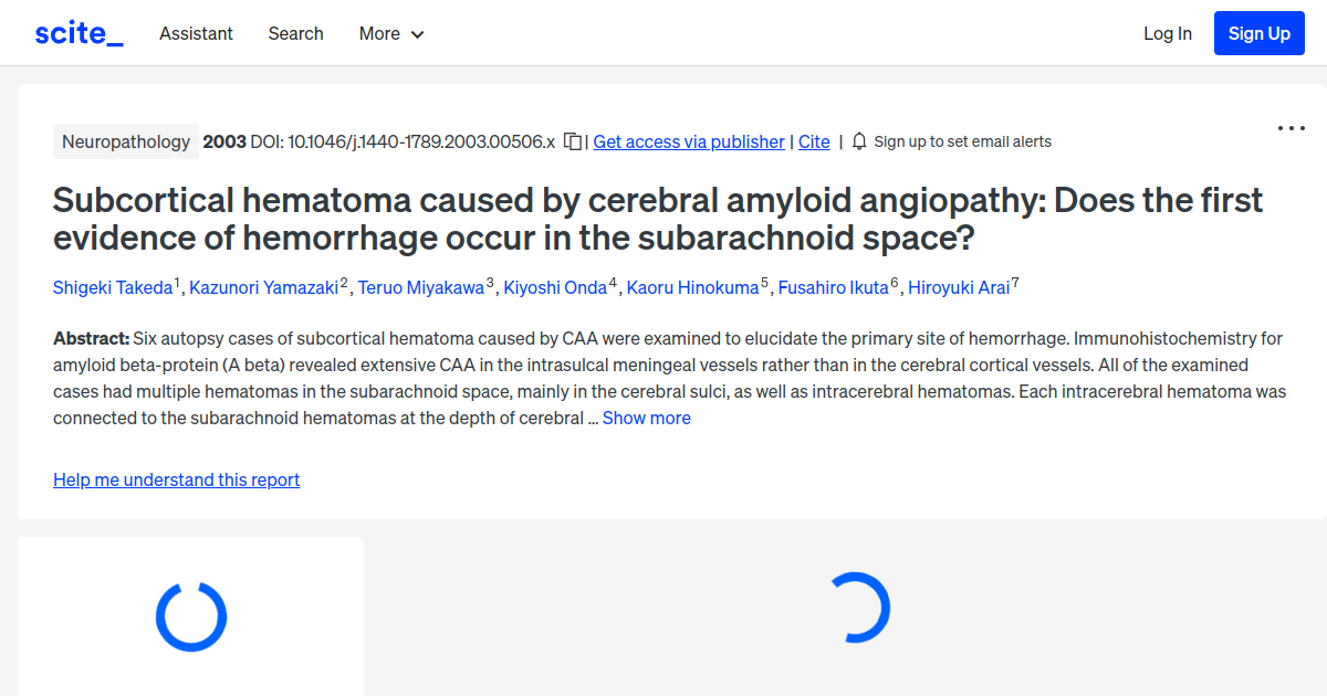 Subcortical hematoma caused by cerebral amyloid angiopathy: Does the ...