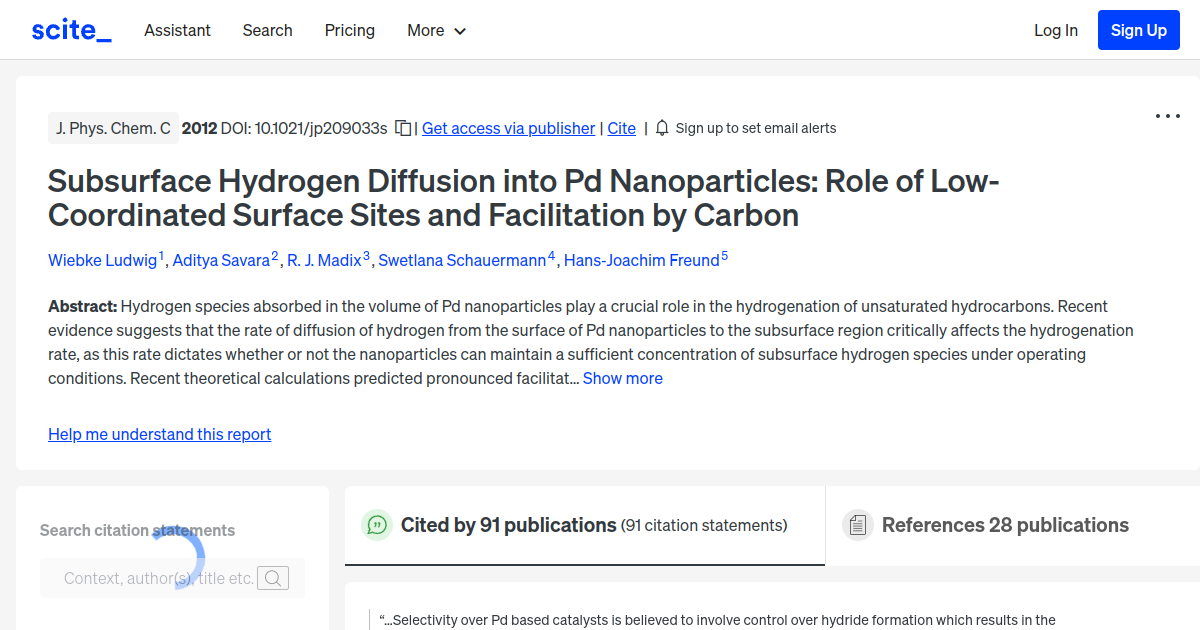 Subsurface Hydrogen Diffusion into Pd Nanoparticles: Role of Low ...
