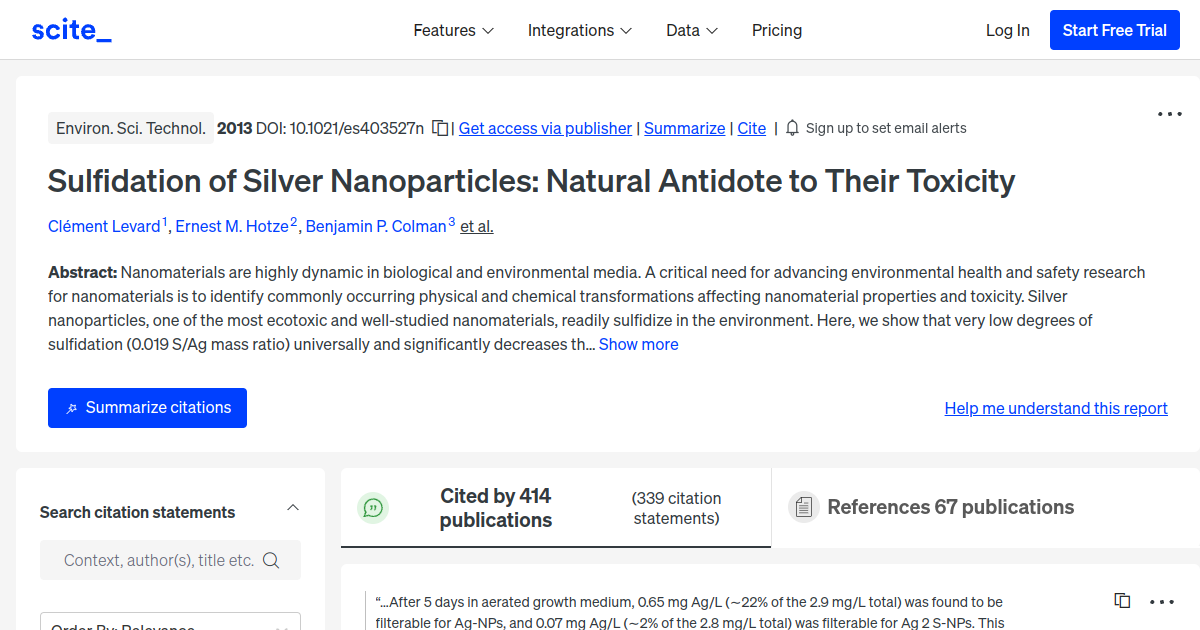 Sulfidation of Silver Nanoparticles: Natural Antidote to Their Toxicity