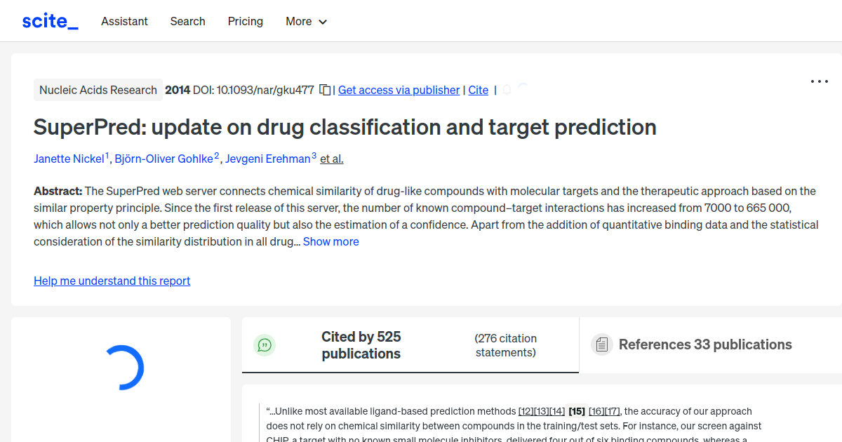 SuperPred: update on drug classification and target prediction