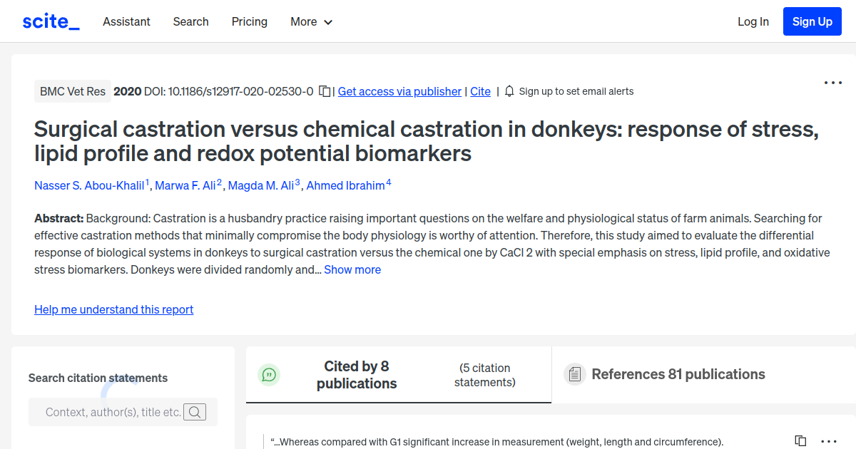 Surgical castration versus chemical castration in donkeys: response of ...