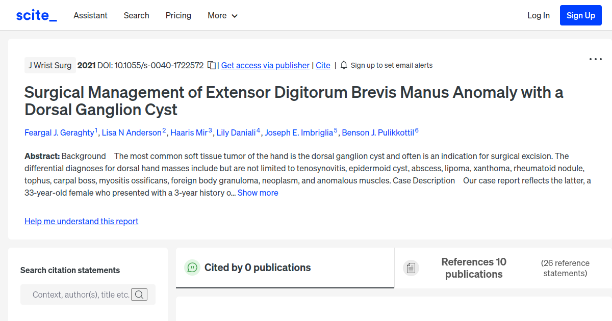 Surgical Management of Extensor Digitorum Brevis Manus Anomaly with a ...