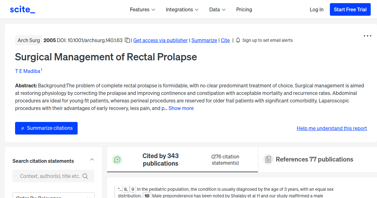 Surgical Management of Rectal Prolapse