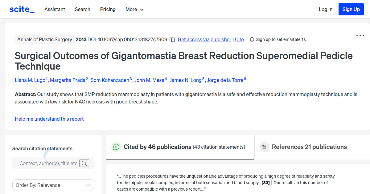 Surgical Outcomes of Gigantomastia Breast Reduction Superomedial ...