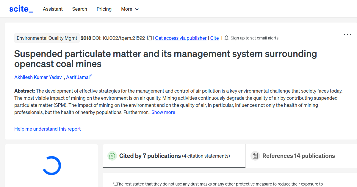 Suspended particulate matter and its management system surrounding ...