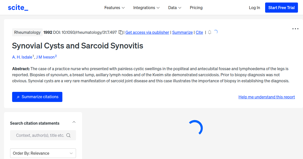 Synovial Cysts and Sarcoid Synovitis