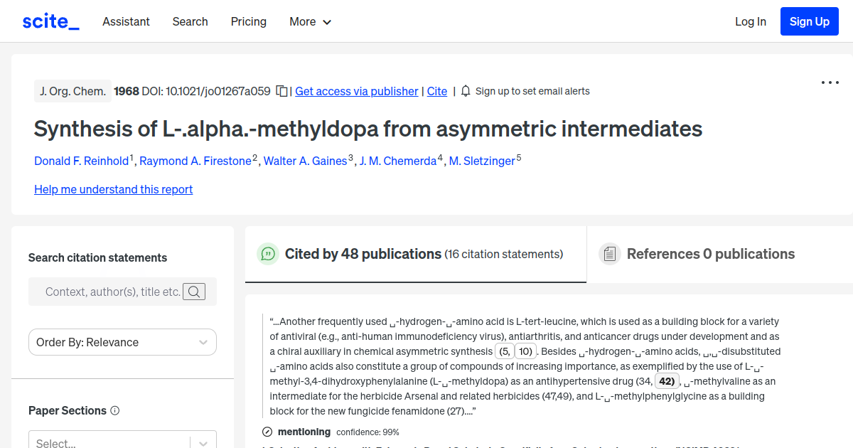Synthesis of L-.alpha.-methyldopa from asymmetric intermediates ...