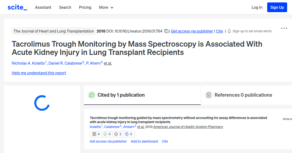 Tacrolimus Trough Monitoring by Mass Spectroscopy is Associated With ...