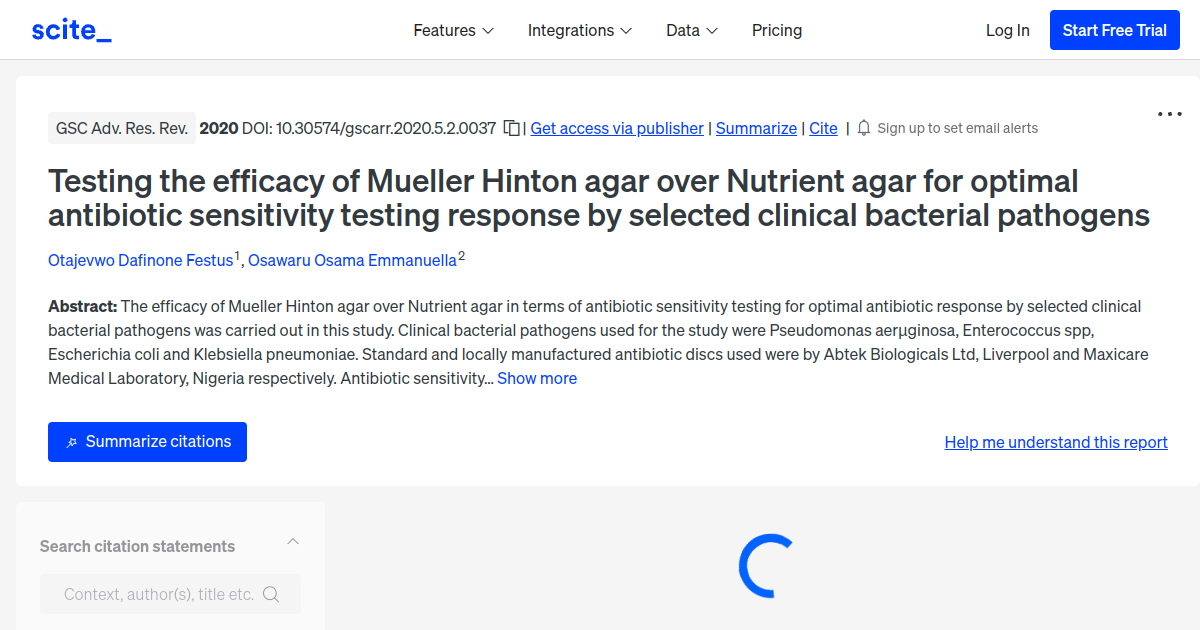 Testing the efficacy of Mueller Hinton agar over Nutrient agar for ...