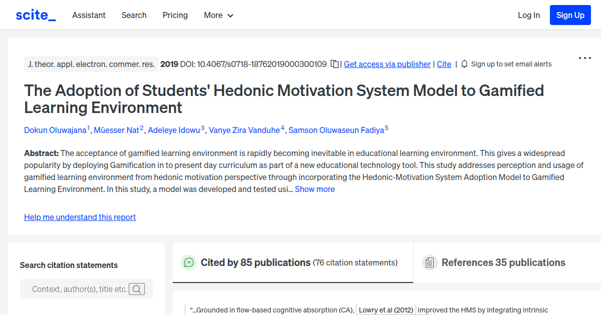 The Adoption of Students' Hedonic Motivation System Model to Gamified ...