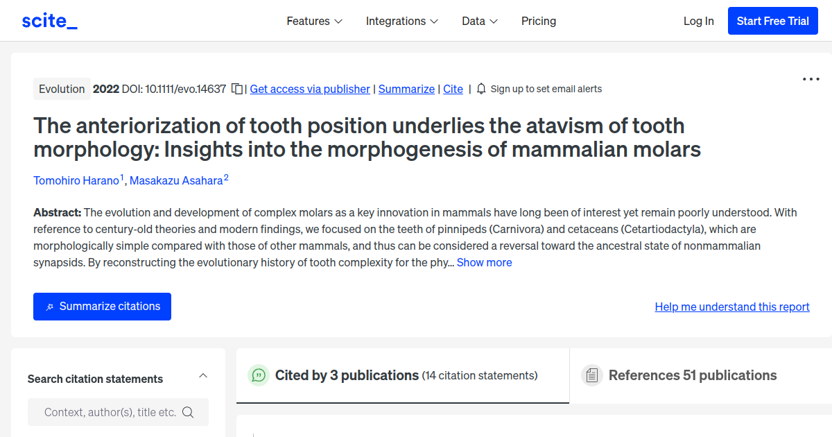 The anteriorization of tooth position underlies the atavism of tooth ...