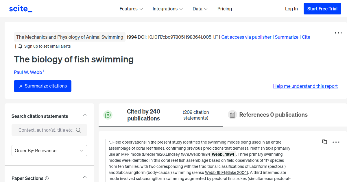 The biology of fish swimming - [scite report]
