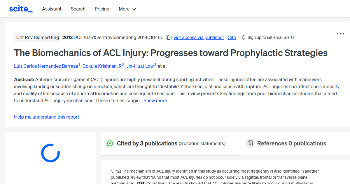 The Biomechanics of ACL Injury: Progresses toward Prophylactic Strategies