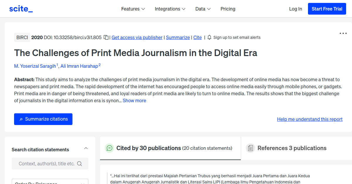 The Challenges of Print Media Journalism in the Digital Era