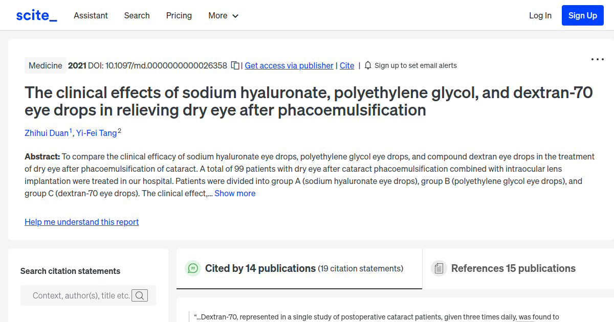 The clinical effects of sodium hyaluronate, polyethylene glycol, and ...